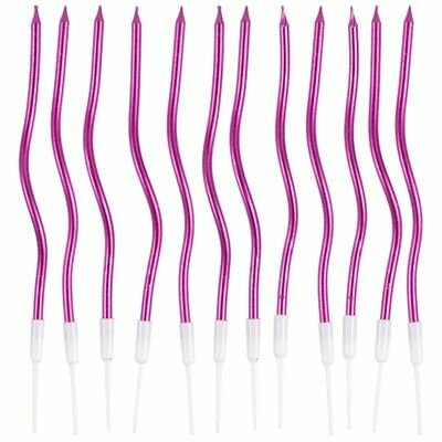 Набор свечей для торта весёлая затея Волна, ярко-розовые, с подставкой, 13 см, 12 шт