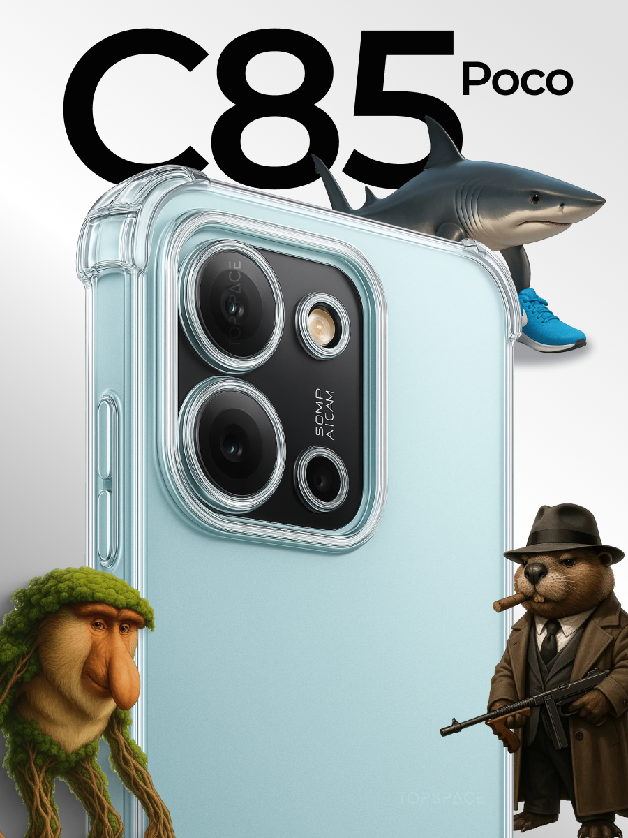 Прозрачный чехол на Poco C85 / Поко С85 Защитный противоударный силиконовый бампер