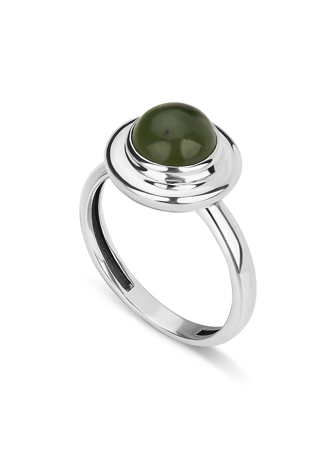 Кольцо, серебро, 925 проба, чернение, нефрит