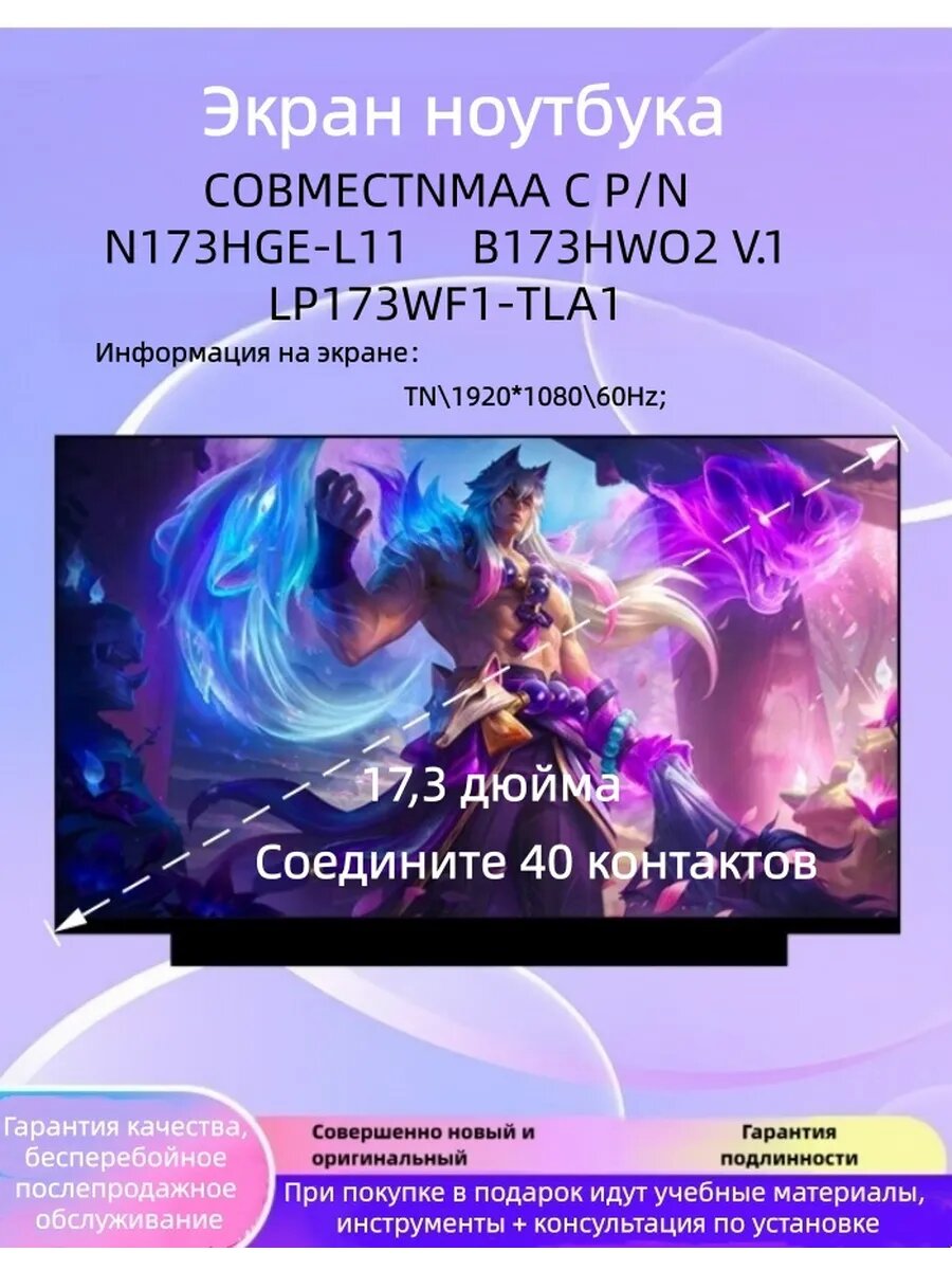 Матрица для Acer Aspire V3-771G 17.3 40pin TN матовая Класс