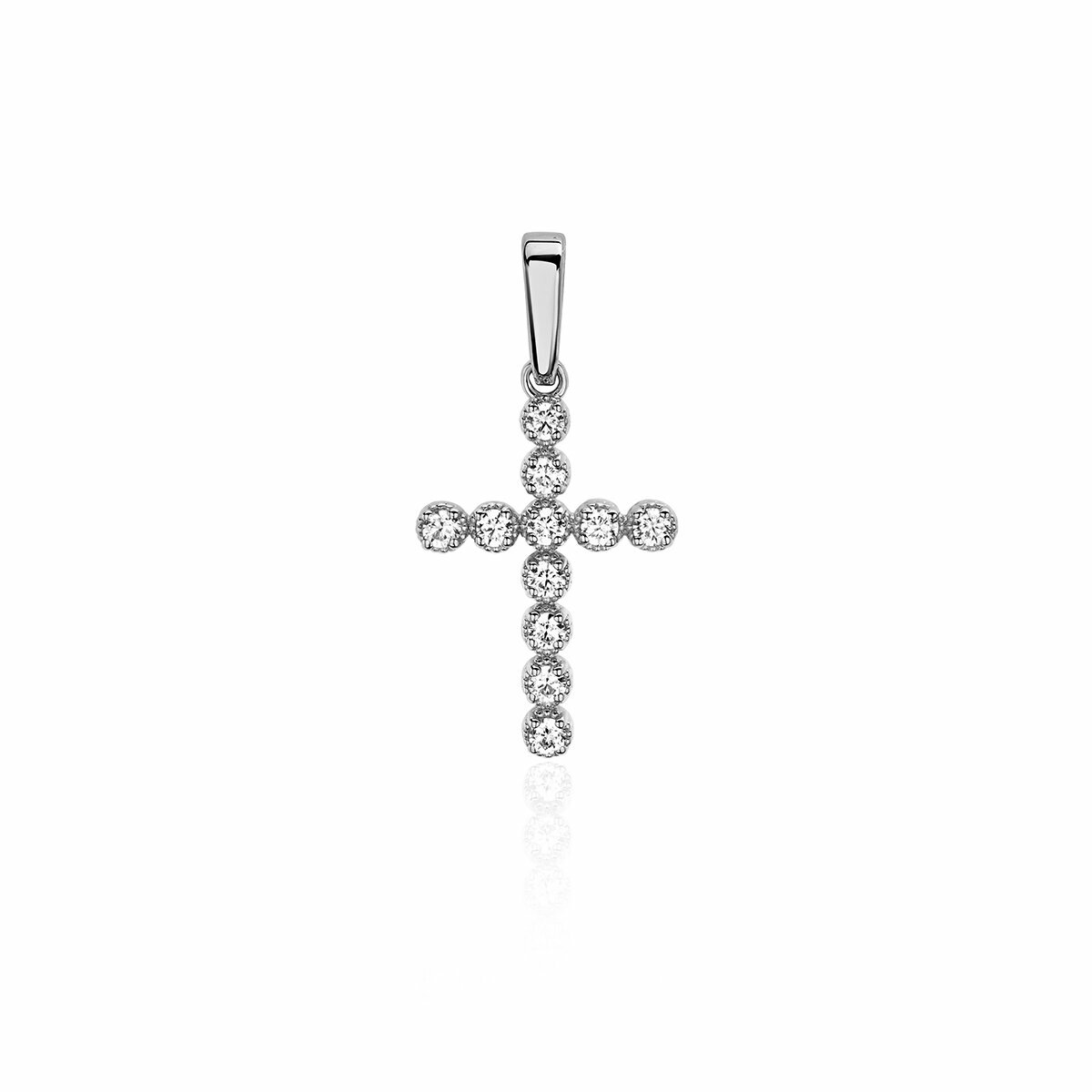 Подвеска, белое золото, 585 проба, фианит