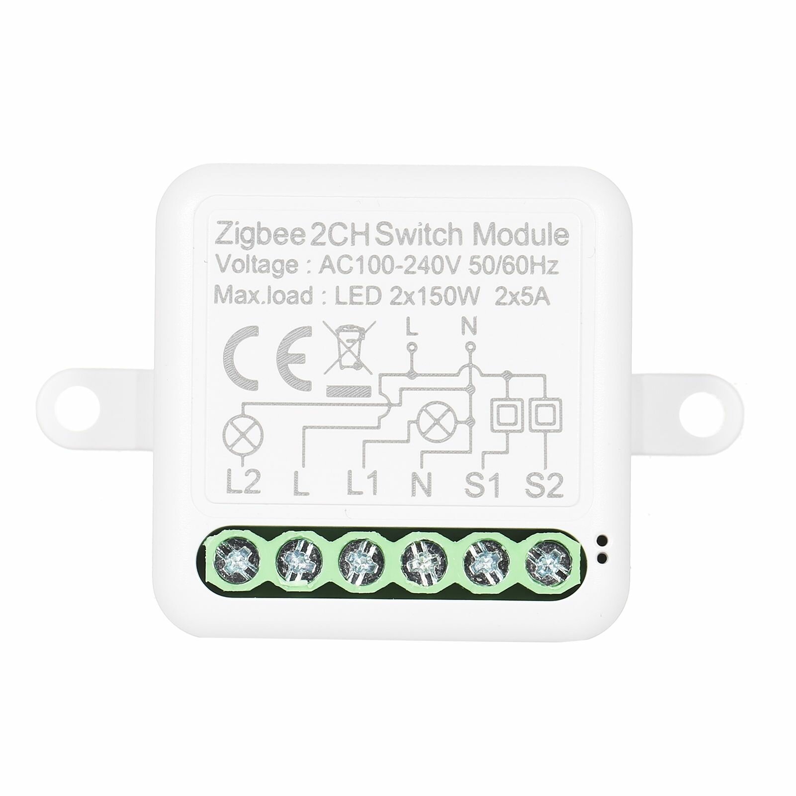 2-канальный ZigBee Mini Smart Switch Relay Module для автоматизации умного дома, поддержка 2-стороннего управления, совместимость с Alexa