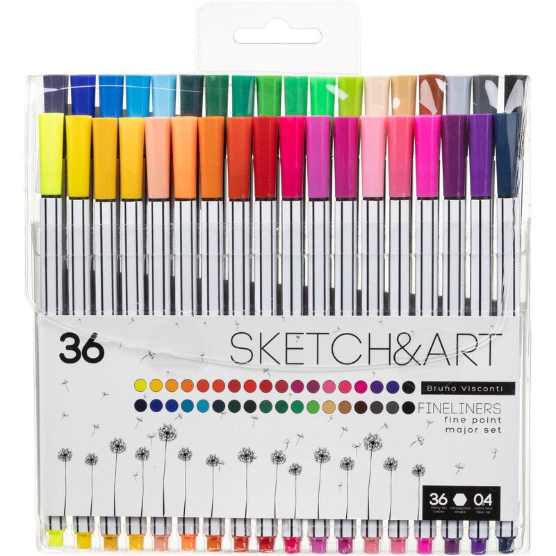 Набор линеров для скетчинга SKETCH&ART В ПВХ кармане 0.4 мм 36 цв 36-0014