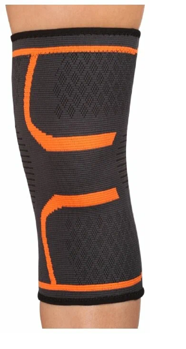 Суппорт колена эластичный Indigo In197, размер M, черный, оранжевый