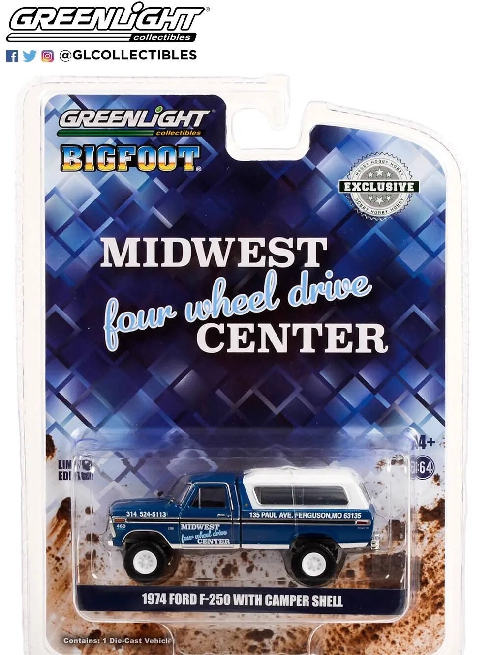 Машинка GreenLight 1/64 1974 Ford F-250 with camper housing Die-cast Alloy Car Model Collection Toy Gift