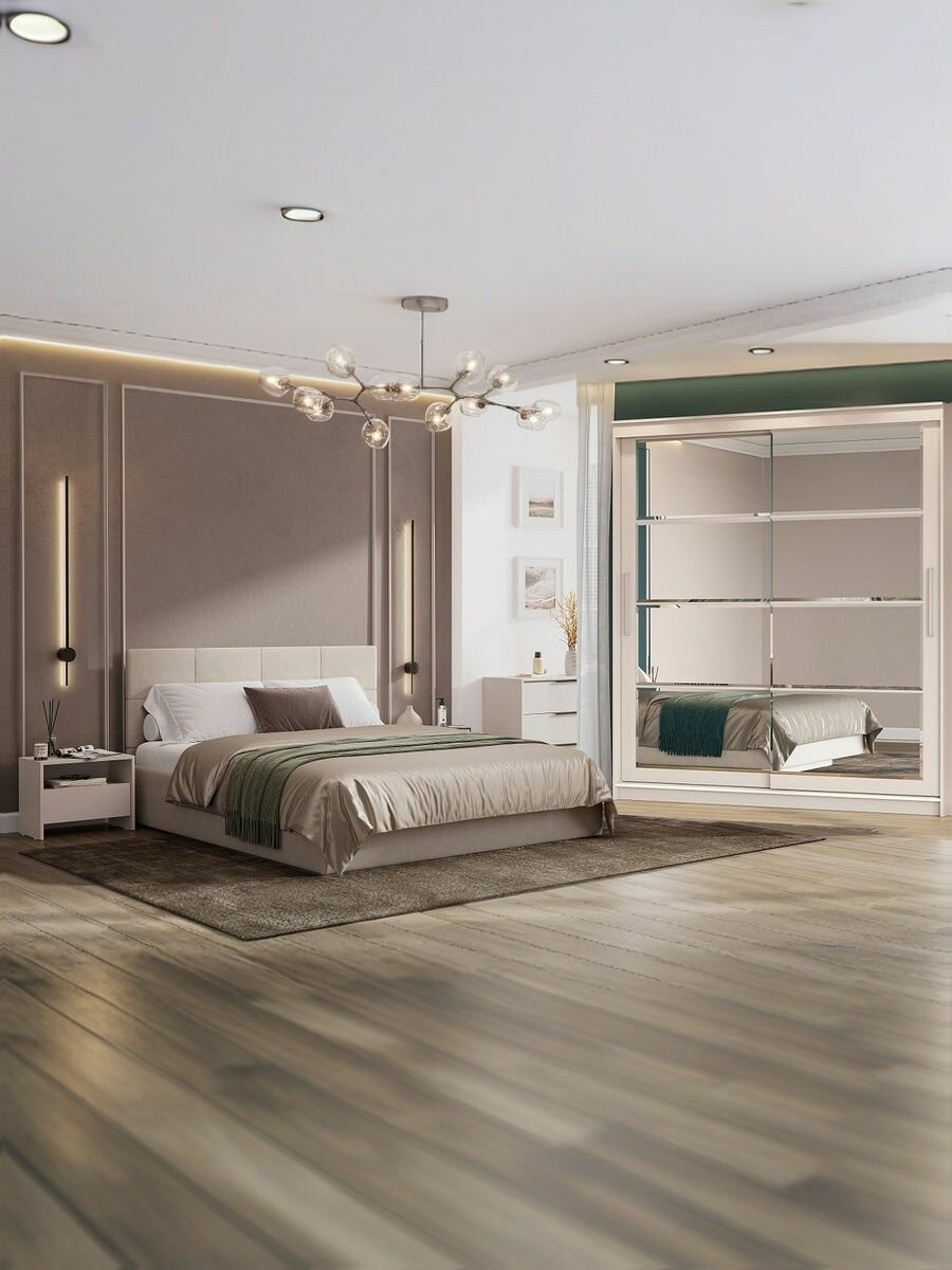 Спальный гарнитур Камелия, меланж со шкафом-купе