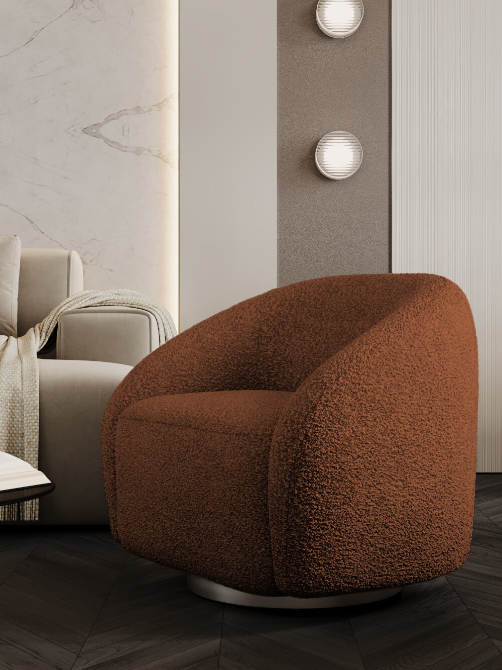 Кресло крутящееся ZAFFIRO премиум дизайн, букле