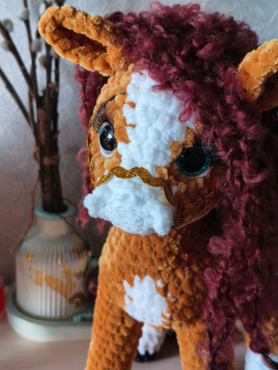 Вязаная мягкая игрушка Лошадка, символ 2026 года, 27 см, ручная работа