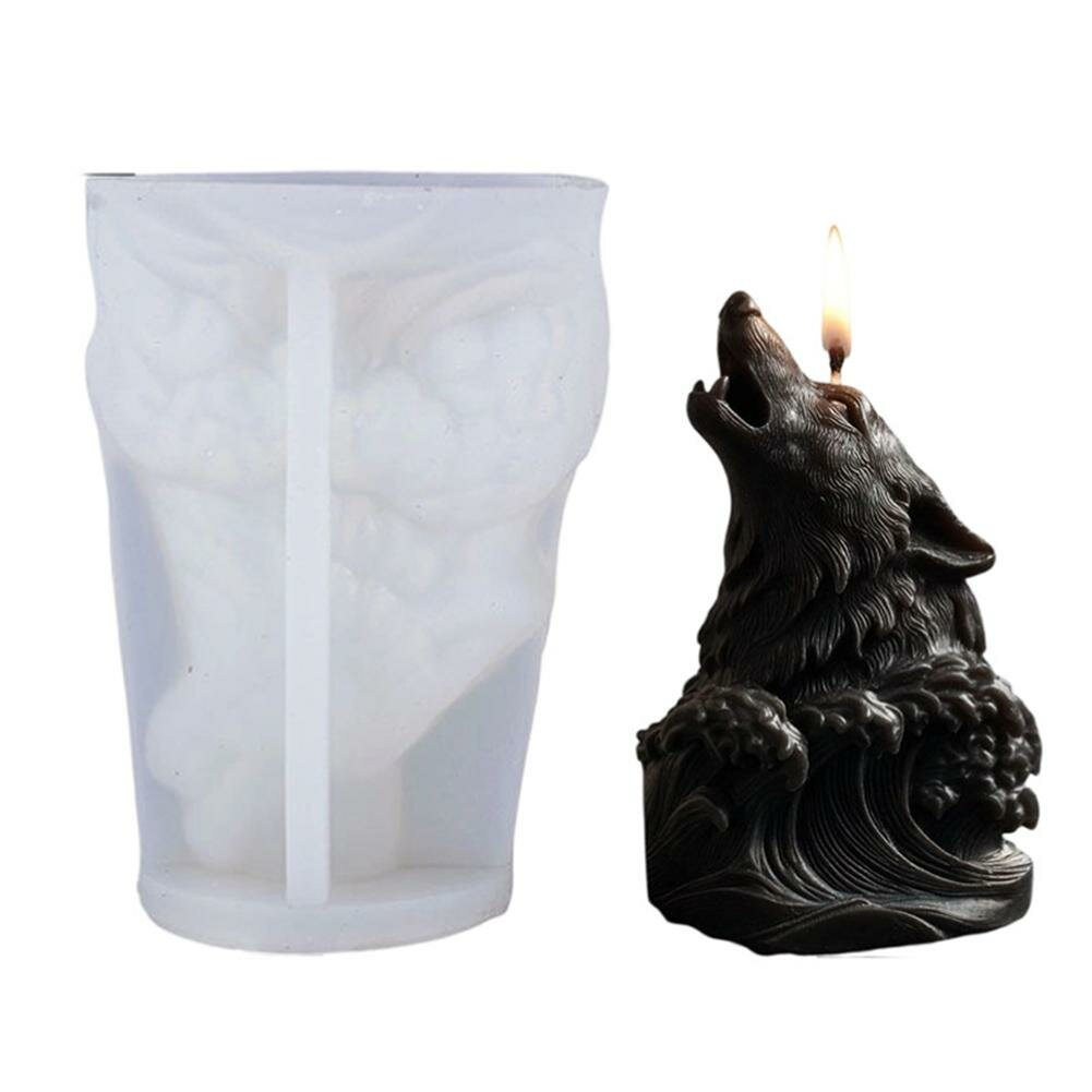 Силиконовая форма для ароматических свечей, DIY творчество, фигурные молды волк и волна