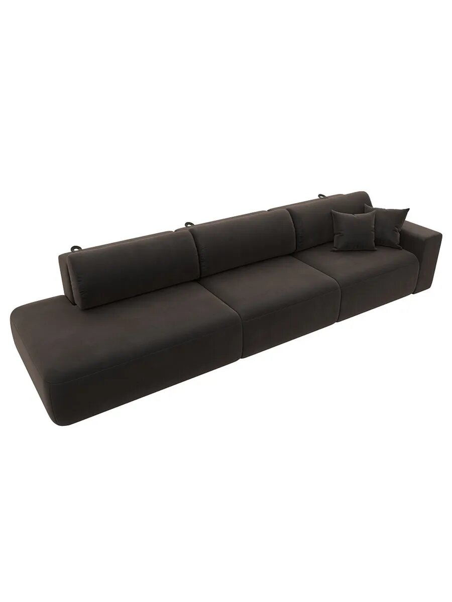 Большой прямой диван Столица со спальным местом 290х160 см, пружинный матрас, ящик для белья, подлокотник справа, велюр