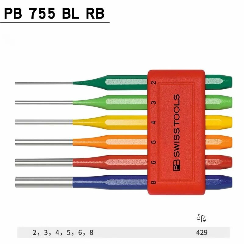 PB SWISS TOOLS Цветные цилиндрические пробойники, вырубные пробойники 755. BLRB