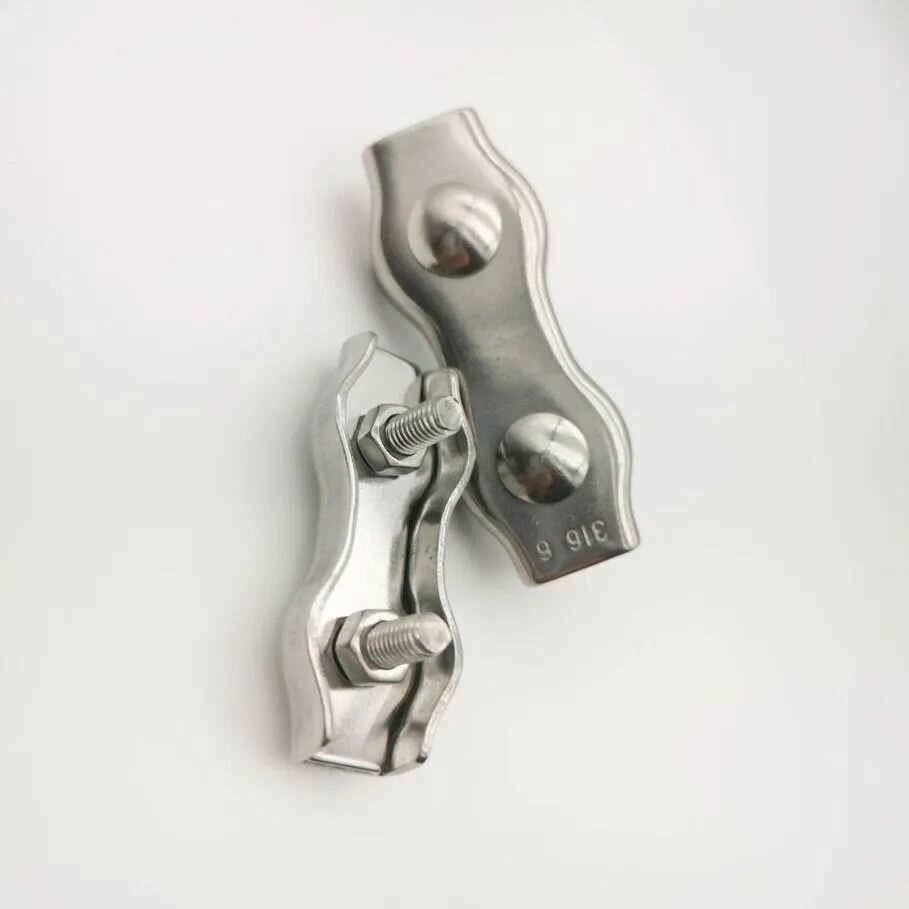 Зажим Шпунтик DUPLEX, оцинкованный, двойной, для стальных тросов, 15 штук