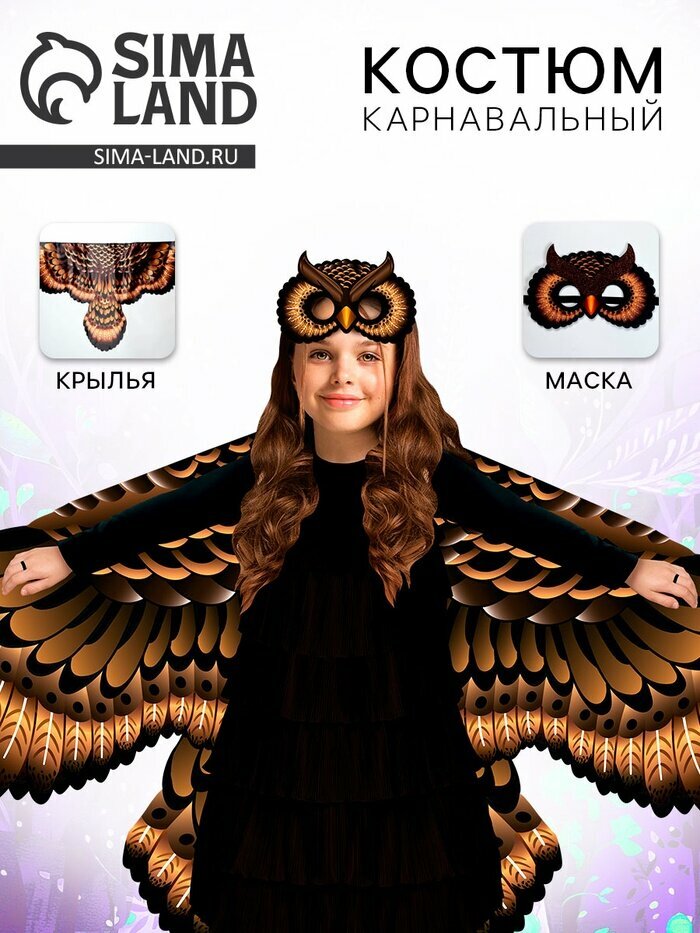 Карнавальный набор Сова мудрости крылья, маска
