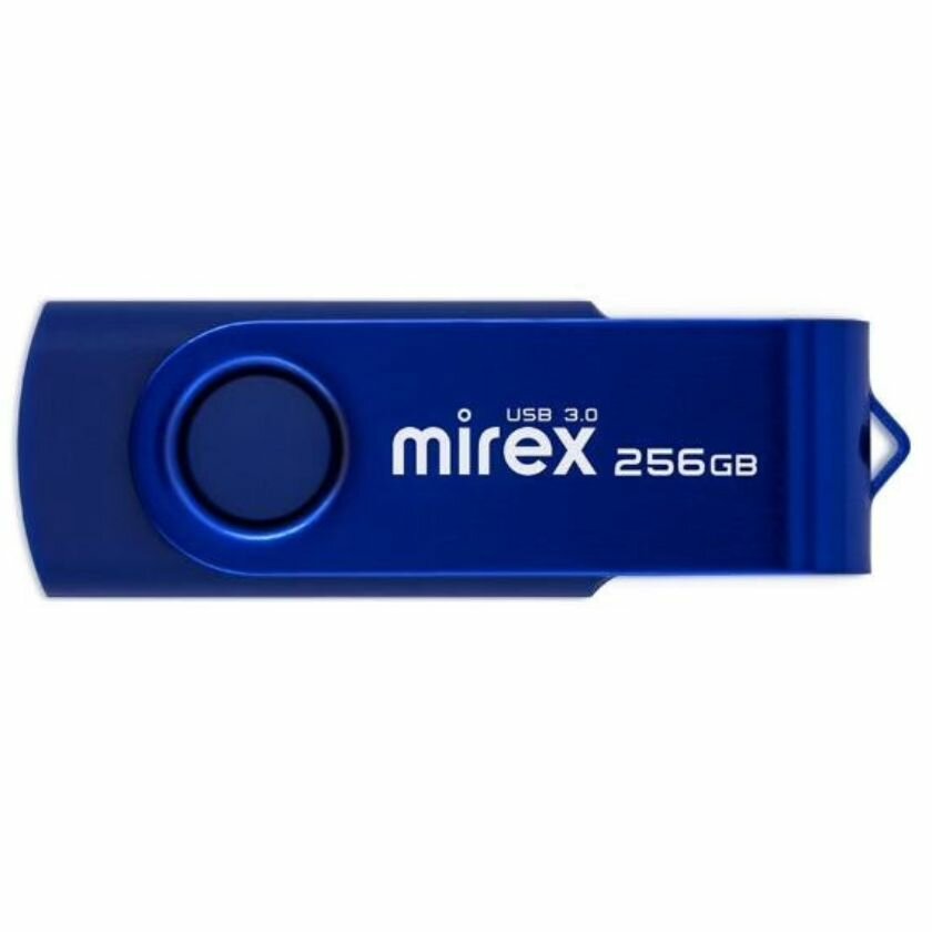 Память USB Flash 256 ГБ Mirex SWIVEL DEEP BLUE (13600-FM3BSL256) - USB 3.0, скорость чтения до 110 Мб/с, скорость записи до 40 Мб/с, Поворотный, Пластик