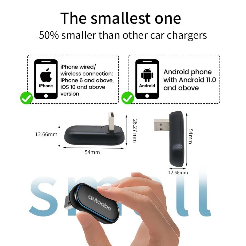 Новый беспроводной адаптер CarPlay Android Auto с вращением на 360 градусов, умный мини-бокс Plug & Play, Wi-Fi, универсальный для автомобилей Nissan, 360 Degree Rotatable