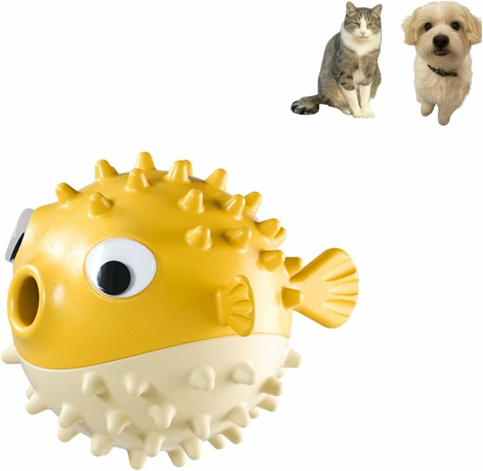 DINGXIAN Интерактивный пазл-мяч для кошек и собак — прочная антивандальная игрушка для умственного развития, оранжево-желтая интеллектуальная игра для питомцев