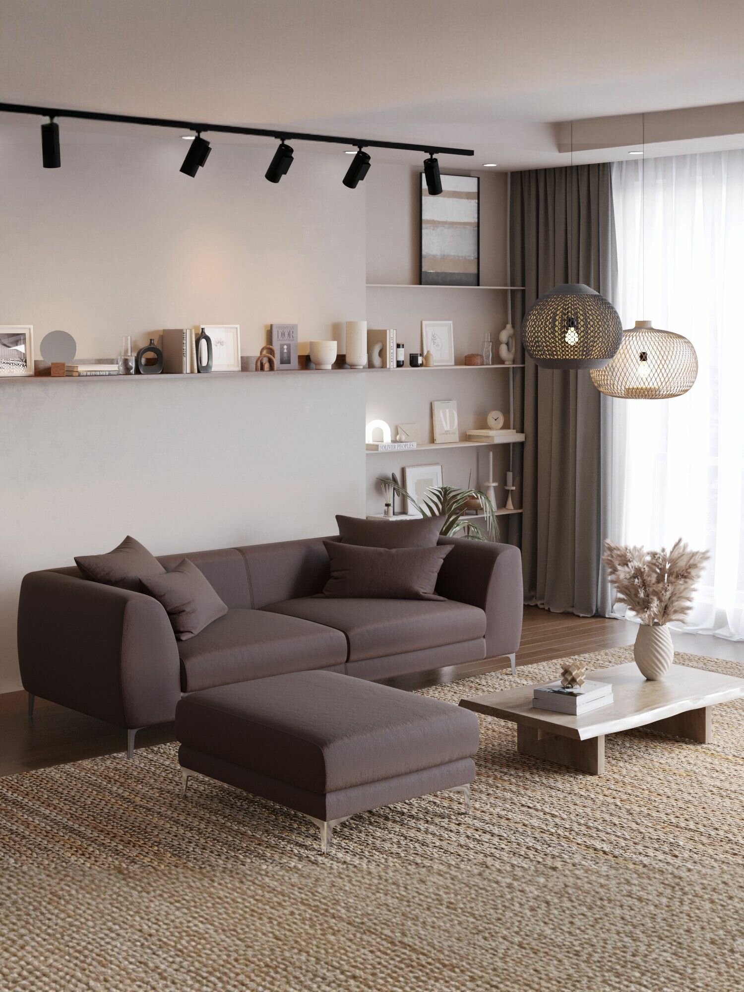 Пуф Manons Maison Elegant, Велюр Коричневый, 1000х800х410