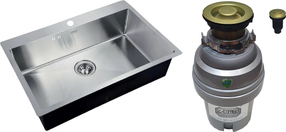 Комплект Мойка Zorg Light ZL R 750510 75x51, сталь, нержавеющая сталь / Измельчитель ZR-75 D BRONZE электрический, нержавеющая сталь