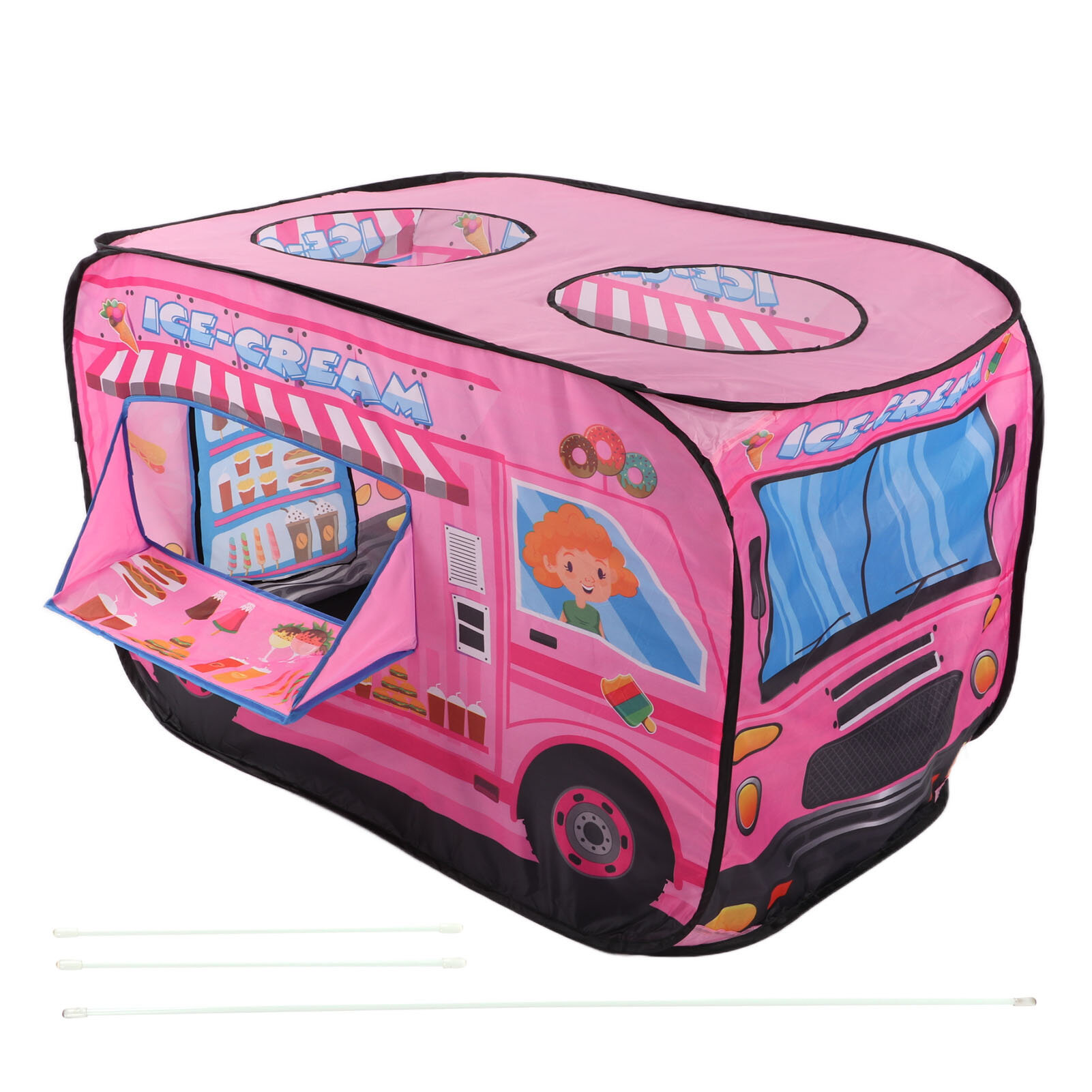 Раскладной игровой домик-палатка с мороженым, детский игровой домик для игр в помещении и на улице