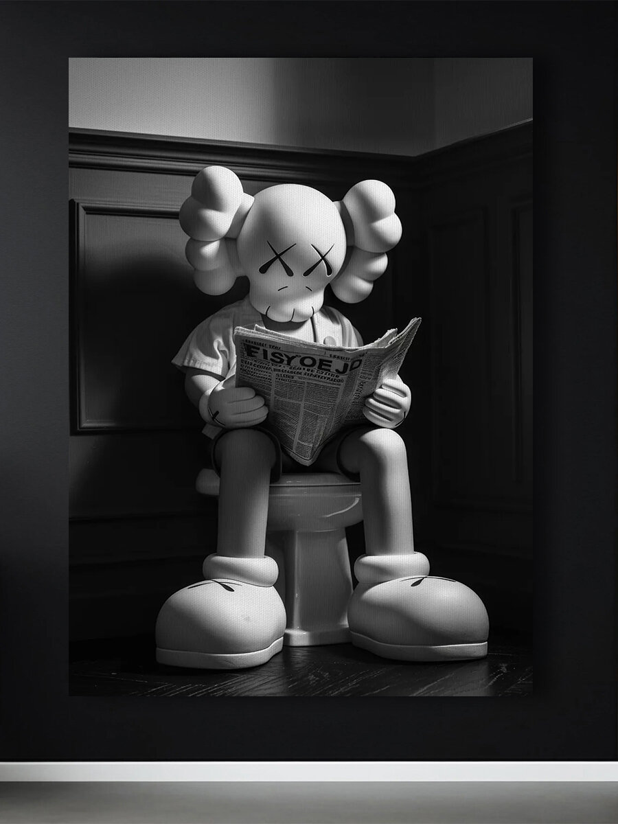 Картина интерьерная на стену - "KAWS / кавс, Mickey Mouse" , 60х80 см.