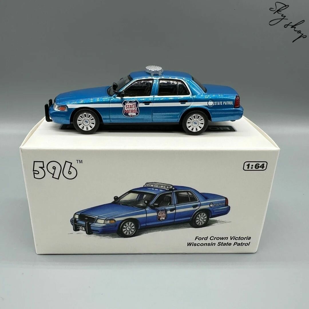 Машинка 596 Model 1:64 Ford Crown Victoria Wisconsin State Patrol модельки машин металлические
