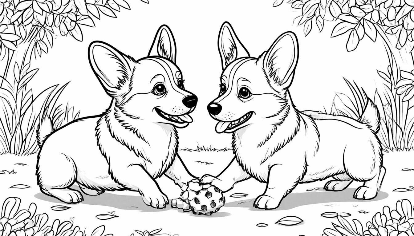 Набор детских раскрасок "Корги", плотная бумага формата А4, 10 шт, от 1 года