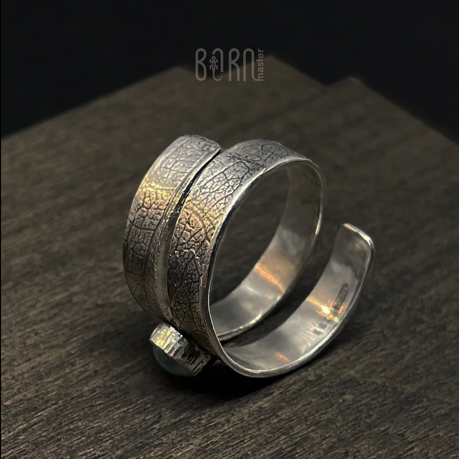 Перстень, серебро, 925 проба, гравировка, топаз