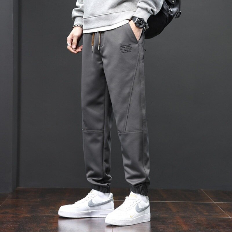 Слим тапер джинсы Rong Новые широкие брюки стильные универсальные стеганые повседневные спортивные длинные корейские, Размер_M