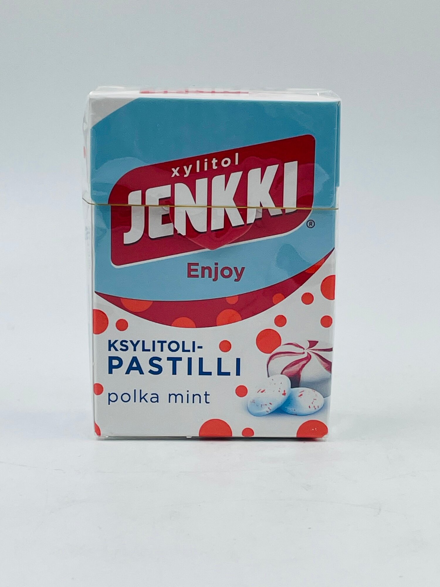 Пастилки с ксилитом Jenkki Enjoy Polka Mint "Мята с ксилитом" 80 г (из Финляндии)