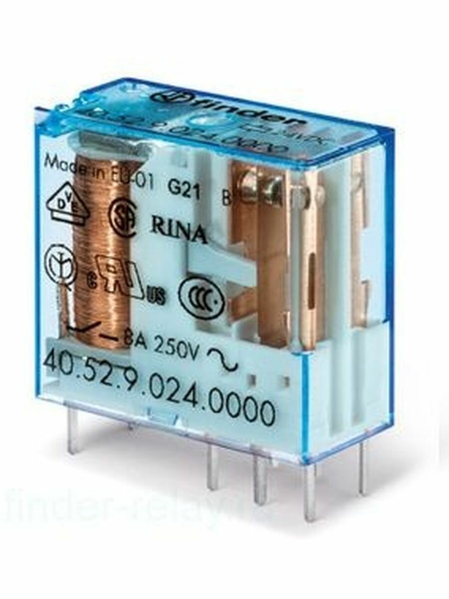 40.52.7.024.5000, Реле: электромагнитное, DPDT, Uобмотки: 24ВDC, 8A/250ВAC, 8A/30ВDC