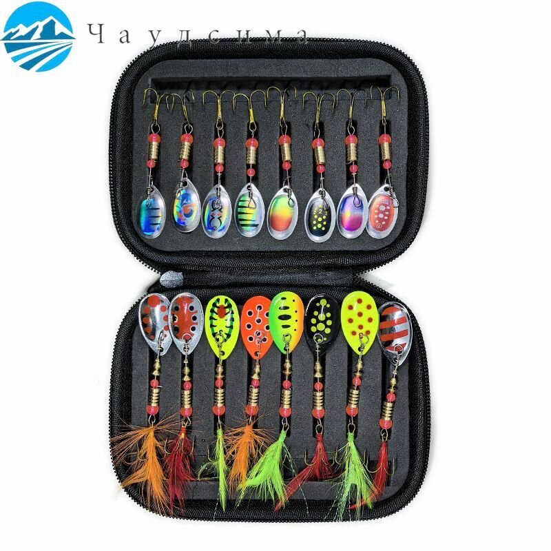Набор колеблющихся блесен для рыбалки для ловли форели окуня голавля жереха язя щуки 16 штук в сумке от 2 5 г до 5г