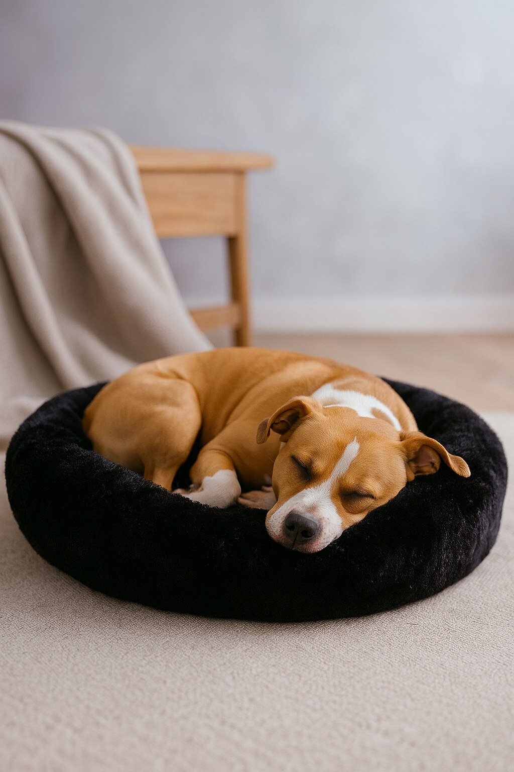 Пушистая лежанка d30 см +-5 см для мелких кошек и собак цвет черный артикул NL40