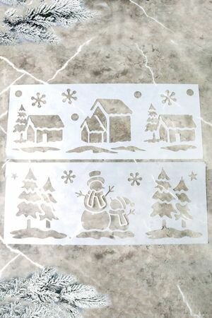 Набор трафаретов снеговички И домики, 16х40 см, 2 листа, Peha Magic JC-20325