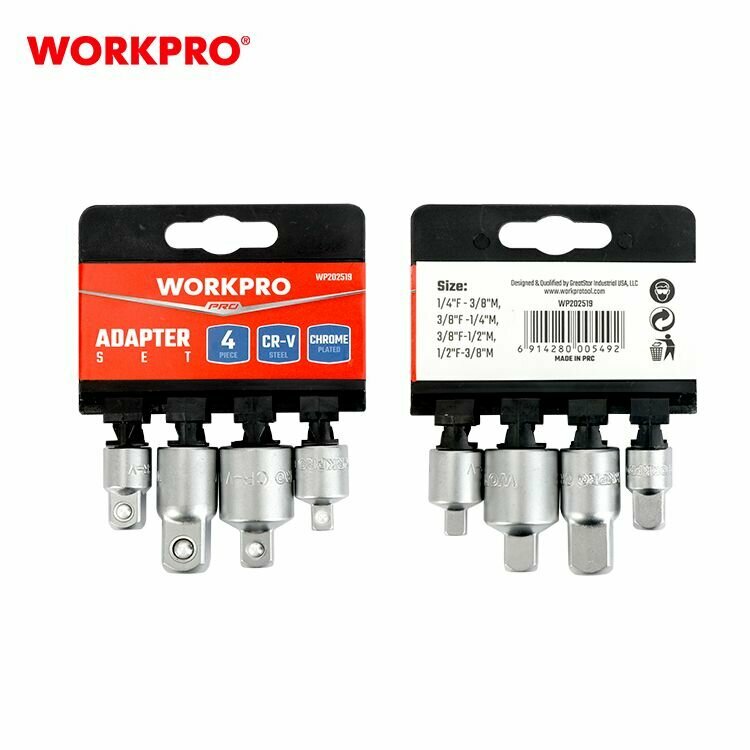 Набор адаптеров 4шт (1/4"-3/8", 3/8 -1/4 , 3/8 -1/2 , 1/2 -3/8 ) WORKPRO