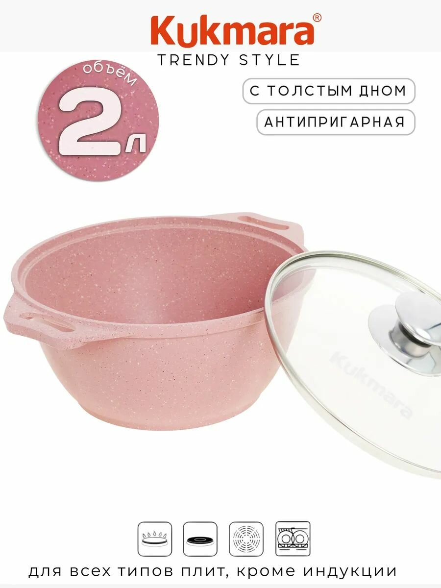 Кастрюля 2 литра Кукмара с крышкой антипригарная