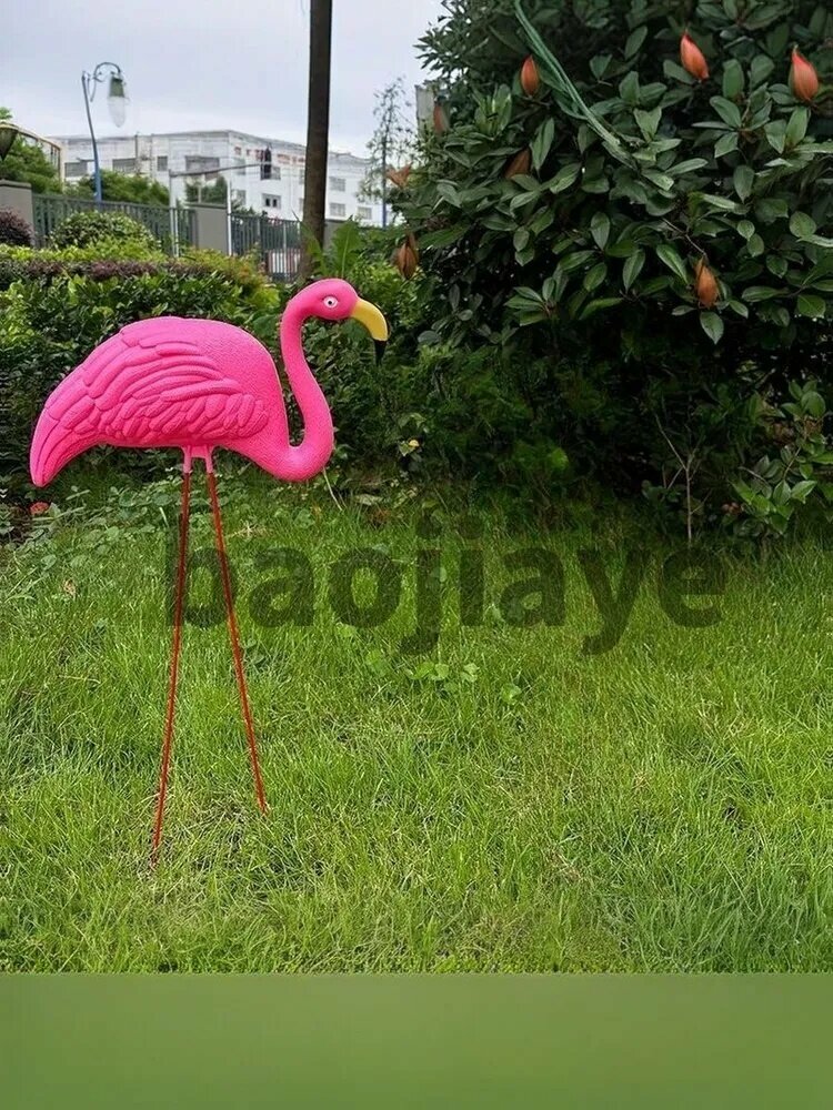 Фигурка "Фламинго", садовая, декор, полипропилен, сталь, высота 71 см