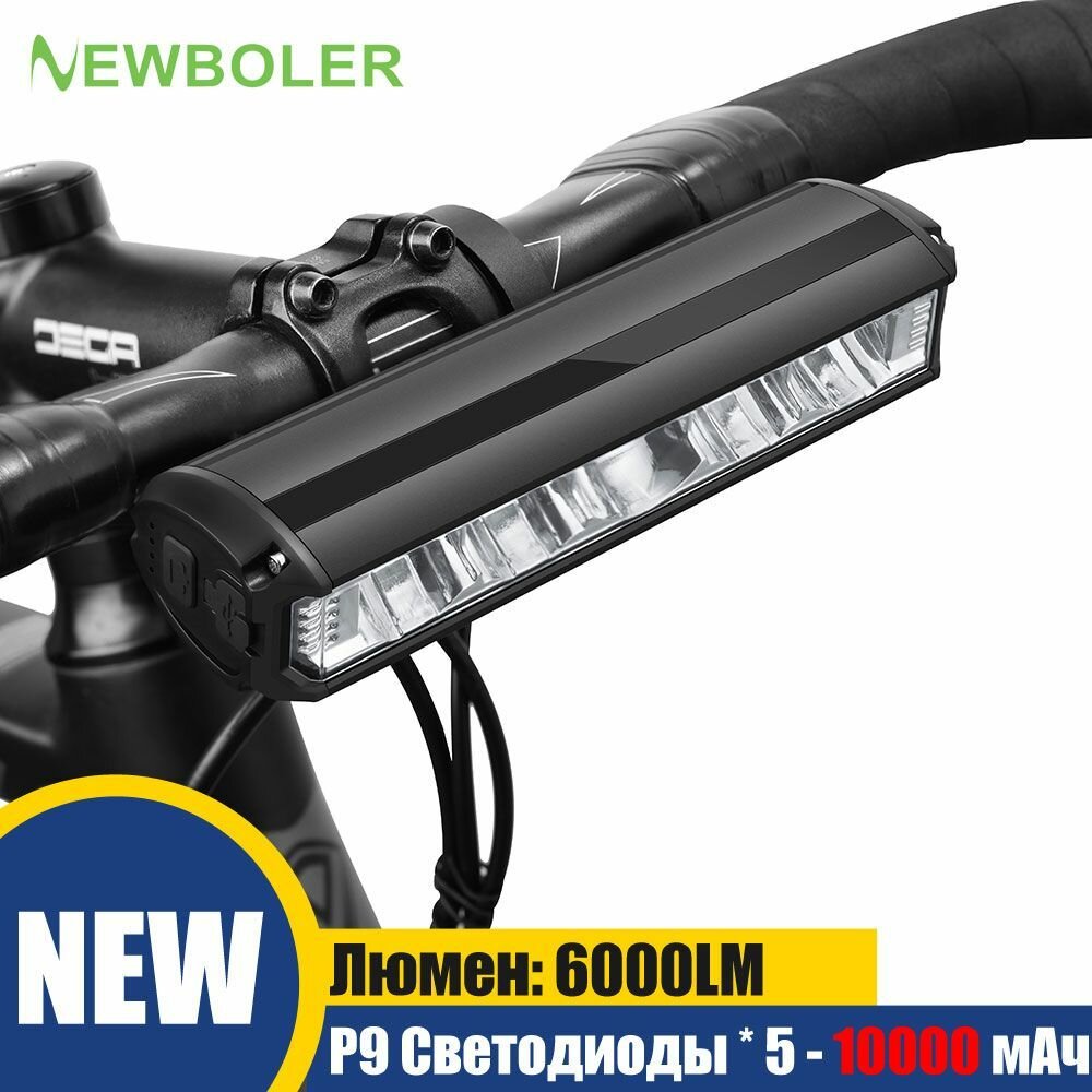 NEWBOLER 10000 мАч Водонепроницаемый Велосипедный фонарь 6000 люмен велосипедный фонарь