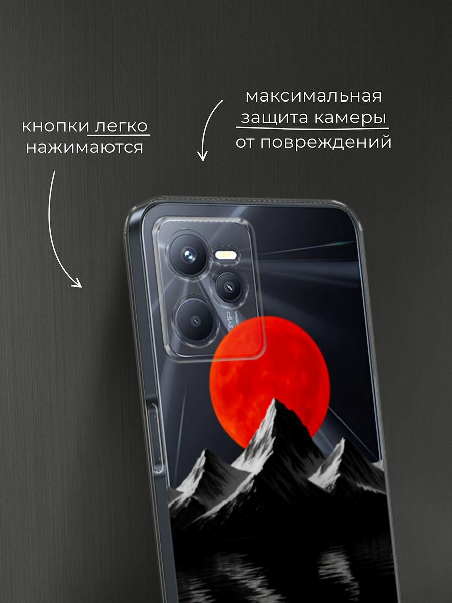 Чехол на Realme C35 / Реалми C35 с принтом Черная гора, прозрачный — фото 1
