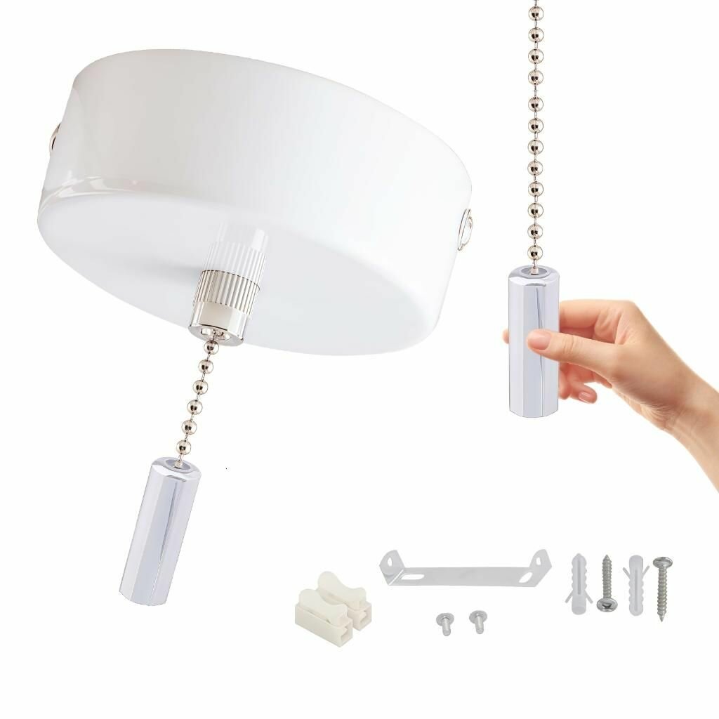 Выключатель с цепочкой металлический, Белый