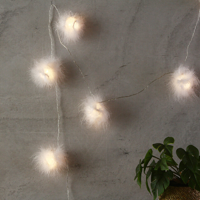 Светодиодная гирлянда на батарейках Fluffy 2.1 м, 8 теплых белых ламп, прозрачный ПВХ, IP20, Kaemingk, 485971