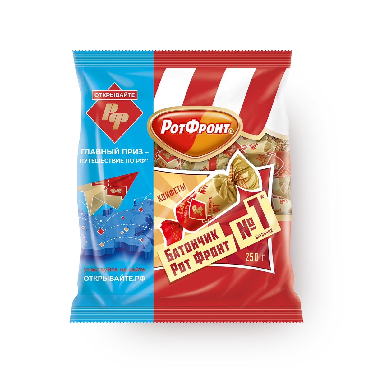 Конфеты Рот Фронт "Батончик", молочный шоколад, арахис, 250 г