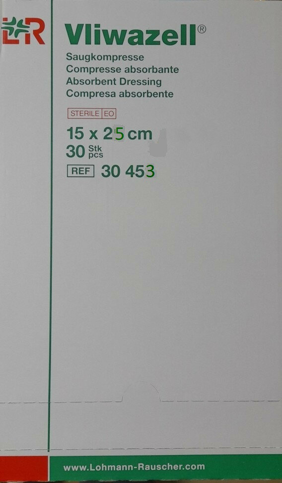 Повязка Фливацель (Vliwazell) абсорбирующая, для ран с высокой экссудацией, стерильная, 15х25см, 30шт, 30453