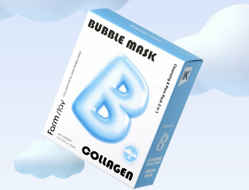 Очищающая маска FarmStay "Collagen Facial Wash Bubble Mask", для всех типов, 5 мл, 6 шт.