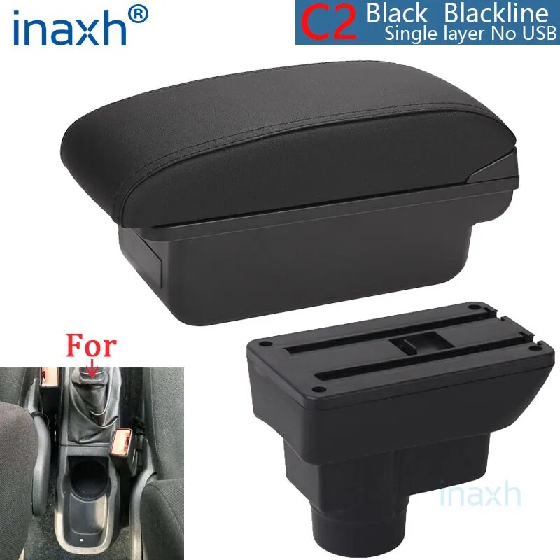 Подлокотник Для Opel Corsa D С Отсеком Для Хранения, кожа/АБС-пластик, C2 Black line NO USB