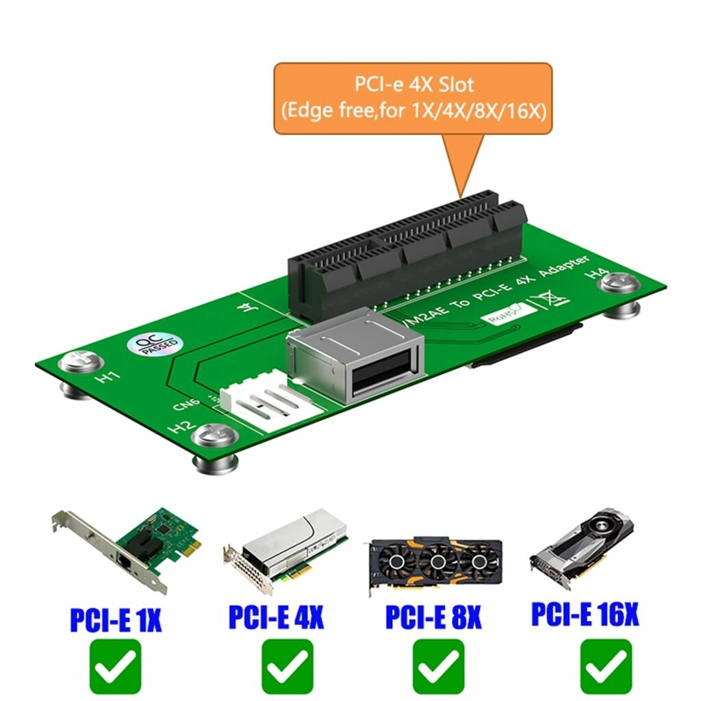 Вертикальный PCI-E 4X слот и USB 2.0 для Mini PCI-E MPCIe