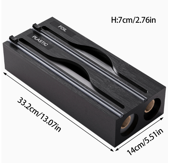 HAQI Органайзер для пленки 3 в 1 с диспенсером и метками, держатель для пищевой пленки, фольги и восковой бумаги, бамбуковый органайзер для кухни, для рулонов шириной до 30.5 см (натуральный)