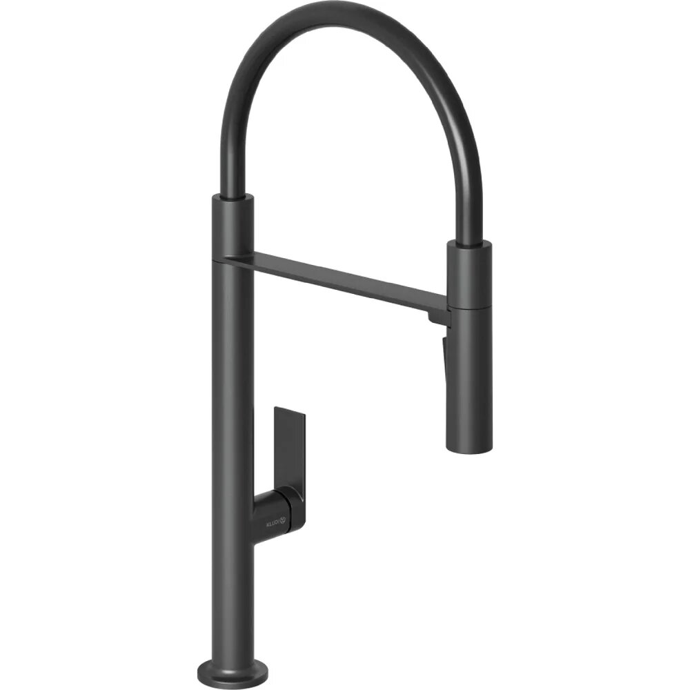 Смеситель для кухни Kludi Qord 568596675 с гибким изливом, с поворотным изливом, черный, матовый, однорычажный, латунный, нержавеющая сталь, с керамическим картриджем