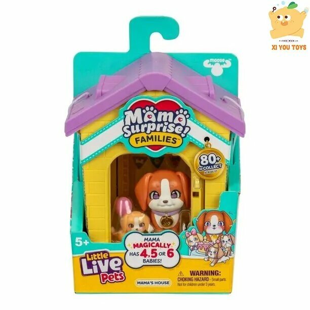 Little Live Pets Mama Surprise Families Mama's House Beagle Collection / Интерактивный Игровой Набор Для Щенков-сюрпризов, Подходящий Для Детей В Возрасте От 5 Лет И Старше