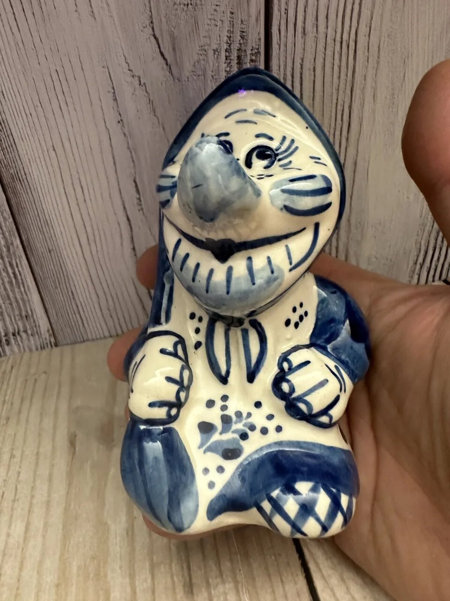 Статуэтка Баба Яга Гжель Фарфор винтажная Авторская