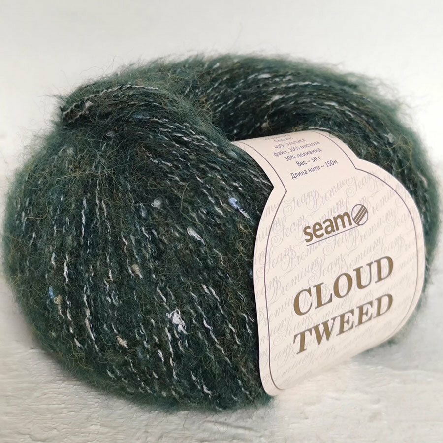 Пряжа Seam CLOUD TWEED 86336 т. зеленый (2 мотка)